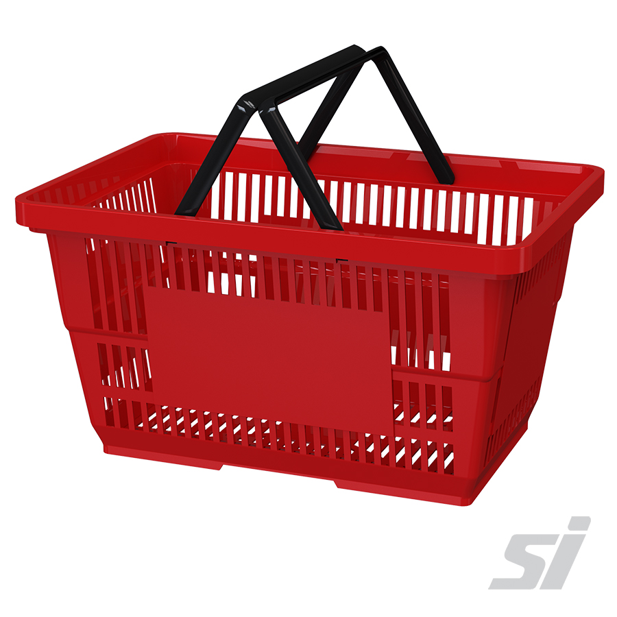 Hand Baskets With Handles Stackable Plastic Shopping Baskets, Red And ...
